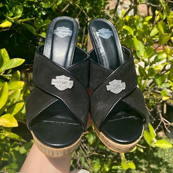 Harley-Davidson | Shoes | Chunky Platform Biker Harley Davidson Heels ...